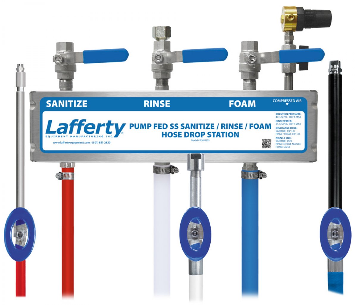 Pump Fed SS Sanitize / Rinse / SS Foam Hose Drop Station | Lafferty ...