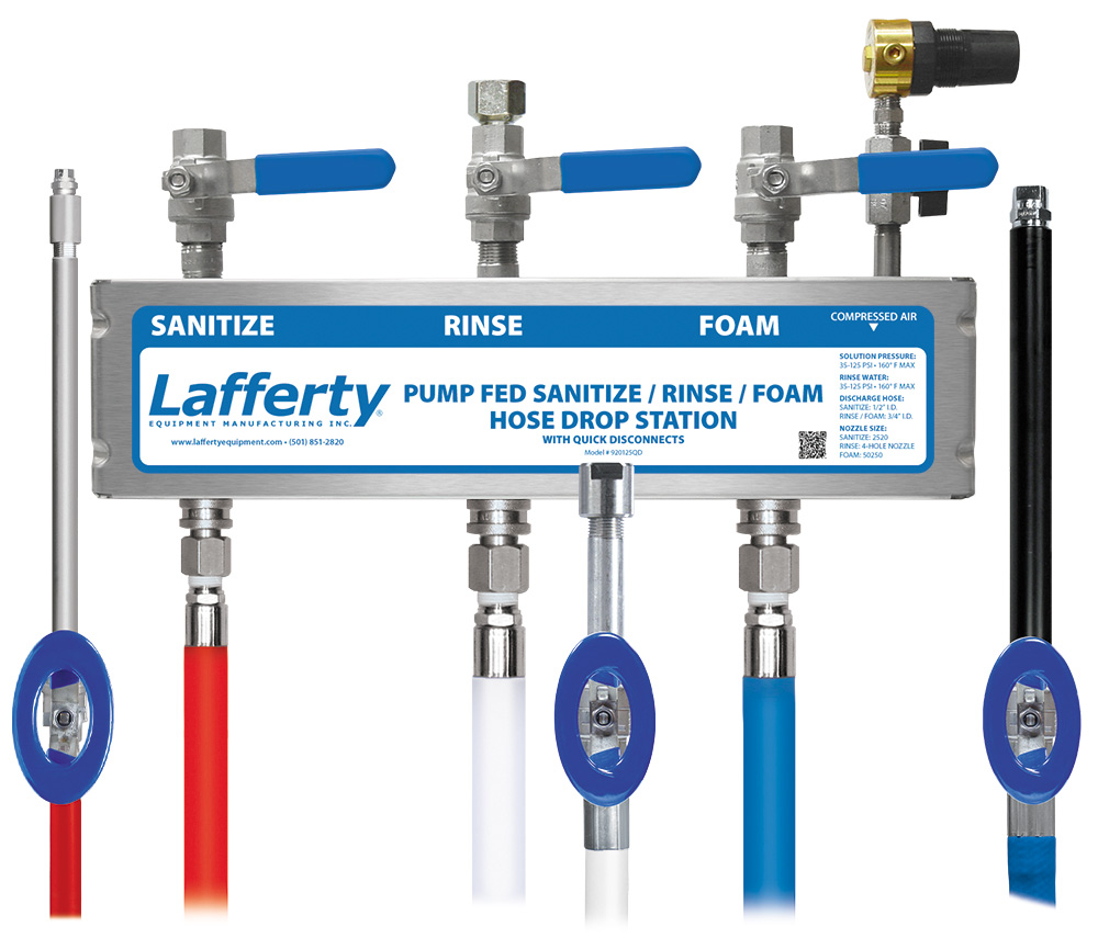 Pump Fed Sanitize / Rinse / Foam Hose Drop Station W/ QDs | Lafferty ...